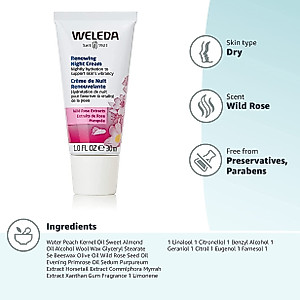 Weleda Renewing Night Face Cream, 1 Fluid Ounce, Plant Rich Moisturizer with Wild Rose, Peach Kernel and Sweet Almond Oils