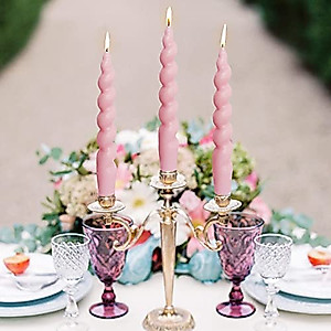Spiral Taper Candles Stick Pink Twisted Candles Unscented Dinner Candle Dripless for Home Decor Holiday Wedding Party