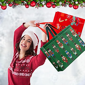 Sweetude 6 Pcs Christmas Large Nutcracker Gift Bags with Handle 16inch Birthday Gift Tote Bag Christmas Goodie Candy Treat Wrapping Bag Reusable Non Woven Shopping Bag for Xmas Party Favor