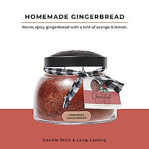 A Cheerful Giver - Homemade Gingerbread Mama Scented Glass Jar Candle (22oz) with Lid & True to Life Fragrance Made in USA