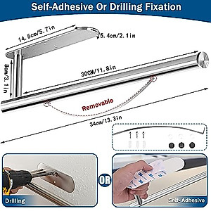 Paper Towel Holder Under Cabinet, Single Hand Operable Wall Mount with Damping Effect,Self-Adhesive Or Drilling Under Cabinet Paper Towel Holder,SUS304 Brushed Stainless