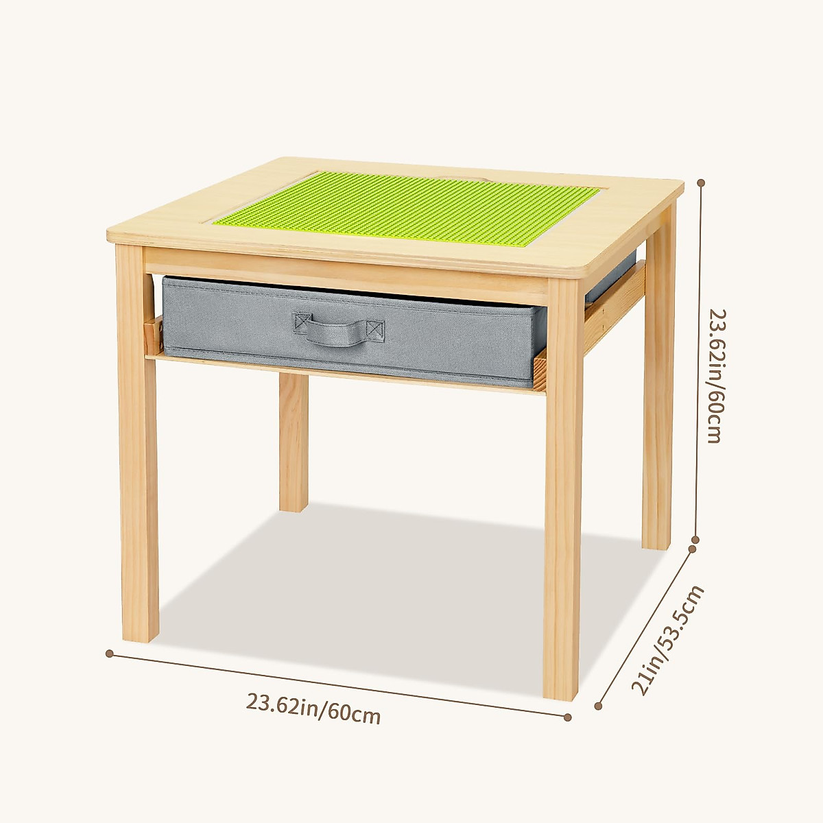 OOOK Wooden Kids Building Block Table with Storage, Toddler Activity Table Gives Children A Space for Their Daily Life and Creativity, Nice Kids Play Table for Kids Room, Nursery, Classroom