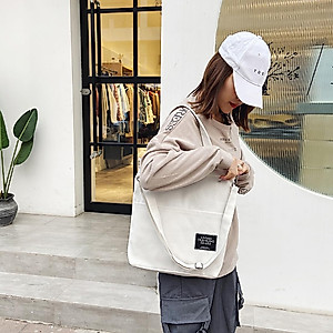 Canvas Tote Bags 2 Pcs Cute Shoulder Bags with Inner Pocket for Women, Multi-Purpose Reusable Canvas Bags Use For Grocery Bags,Shopping Bags,Gym,DIY Gift Bags