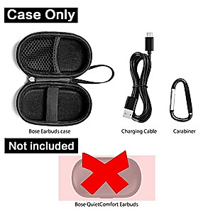 QuietComfort Earbuds Case Cover Protector & USB c Charging Cable Cord Replacement for Bose Sport Earbuds & Bose QuietComfort Wireless Earbuds Hard Case Replacement Carrying case (Inside Black)