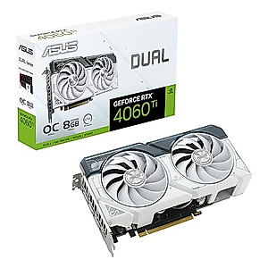 ASUS Dual NVIDIA GeForce RTX 4060 Ti OC Edition / White - Gaming Graphics Card (8GB GDDR6X, PCIe 4.0, DLSS 3, HDMI 2.1, Display Port 1.4a, Axial Fans, 0dB Technology)