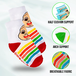 Accessory Supply Cocomelon Socks, 10-Pack Kids Socks for 6-24 Months & 2T-5T, Socks with Grips for Kids