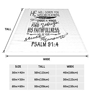 Bible Psalm 91 4 Christian Full Fleece Throw Cloak Wearable Blanket Flannel Fluffy Comforter Quilt Nursery Bedroom Bedding King Size Plush Soft Cozy Air Conditioner Blanket
