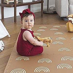 CHILDLIKE BEHAVIOR Baby Play Mat- Play Pen Tummy Time Mat & Crawling Mat Foam Play Mat for Baby with Interlocking Floor Tiles 72x48 Inches Puzzle- Baby Floor Mat Infants & Toddlers (X-Large, Rainbows)