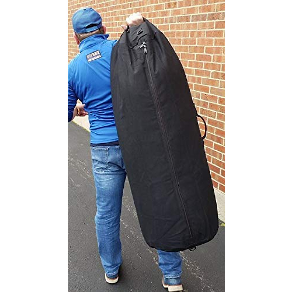 Farm Blue GI Style BLK Zipper Duffel Bag - 30"x 50" XX Large Heavy Duty Army Duffel Bags - Military Grade 18 OZ Canvas- Reinforced Camping Gear-Army Strong Zippers & 3 Grab Handles (Black, XX-Large)