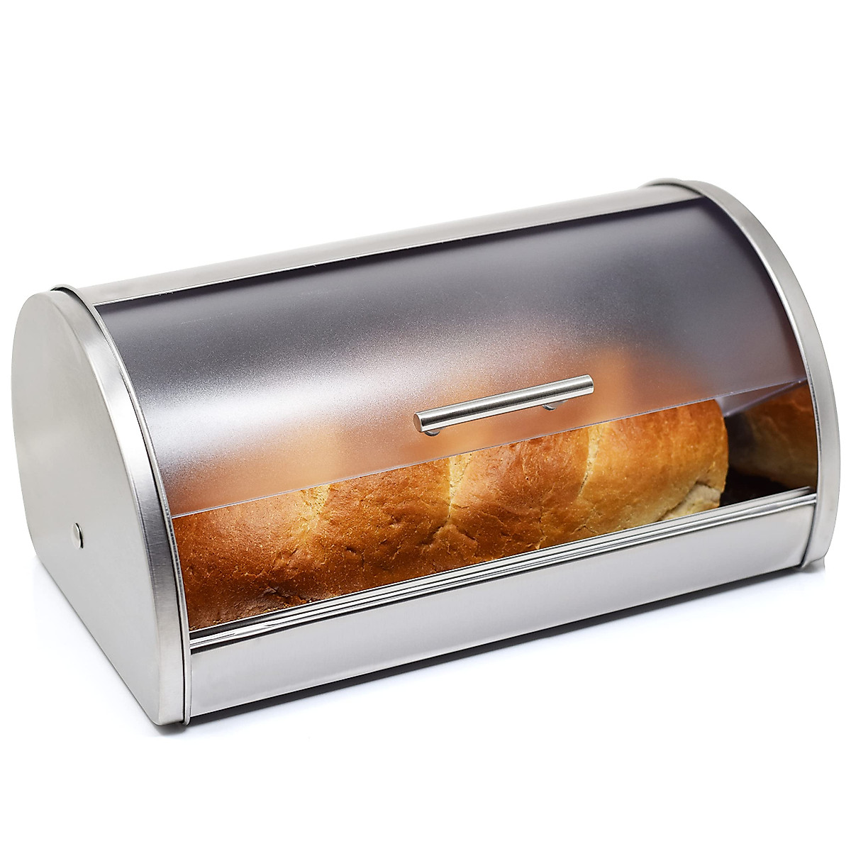 Galashield Bread Box for Kitchen Countertop | Bread Holder Storage Container | Bread Bin Stainless Steel with Frosted Acrylic Roll Top