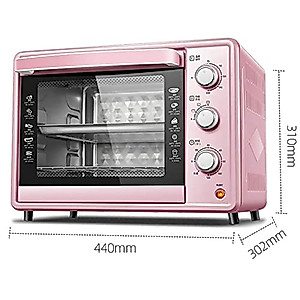 30L Elecric Oven,with Temperature Setting 70-230℃ 120 Minutes Timing 1500W 3 Baking Functions Convection Countertop Toaster Oven (Pink) (Pink) Aesthetic and Practical