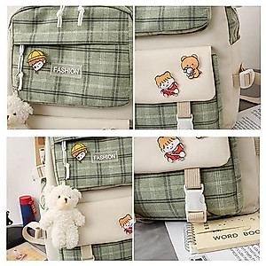 Homruis 5pcs Cute Backpack Kawaii Backpack Big Capacity School Backpack Handbag Messenger Bag with Pendant Bear for Girls
