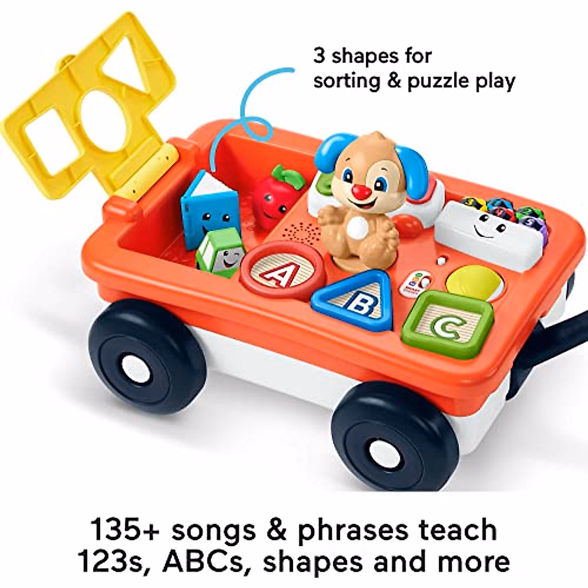 Fisher-Price Laugh & Learn Baby & Toddler Toy, Pull & Play Learning Wagon With Smart Stages & 4 Pieces For Ages 6+ Months [Amazon Exclusive]