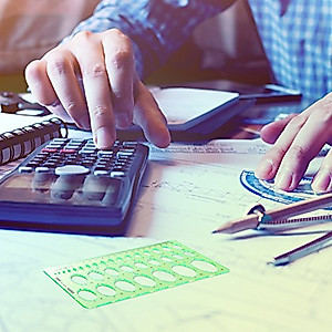 9 Pieces Drawings Templates Measuring Geometric Rulers Plastic Draft Rulers for School Office Supplies, Clear Green