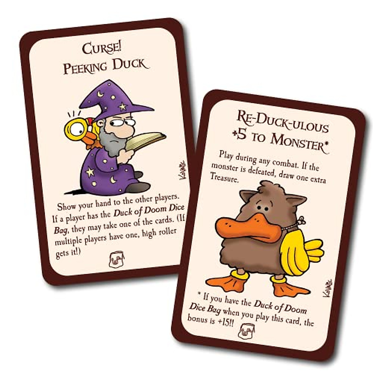Munchkin Dice Bag: Duck of Doom | Large Drawstring Bag 7” x 7” | Printed Fabric | Holds Over 100 Dice | Includes Two Munchkin Cards | Roleplaying Game Dice Bag | Adventure | from Steve Jackson Games
