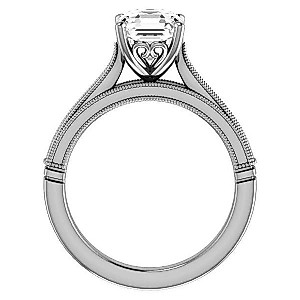 JEWELERYN 1 CT Asscher Moissanite Engagement Ring Set, Wedding Bridal Ring Set, Diamond Ring Set, VVS1 Colorless Moissanite Engagement Rings for Women, Promise Ring for Her (11)