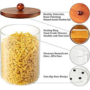 FavorFlavor Glass Jars with Airtight Lids Set of 2 101OZ Canister Sets for Kitchen Counter Flour Glass Storage Containers with Wooden Lid and a Tray for Kitchen or Laundry Room