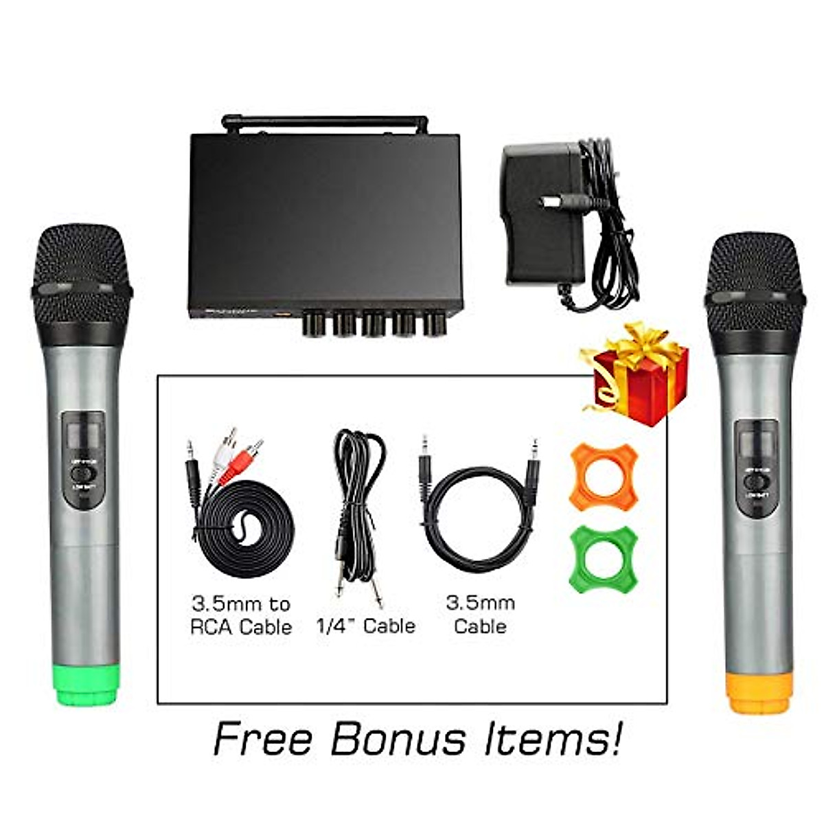 FIFINE UHF Dual Channel Wireless Handheld Microphone, Easy-to-use Karaoke Wireless Microphone System-K036