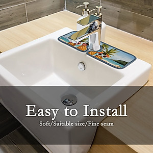 Kitchen Faucet Absorbent Mat 2 Pieces Tropical Beach Funny Pineapples Faucet Sink Splash Guard Bathroom Counter and RV,Faucet Counter Sink Water Stains Preventer