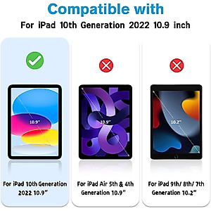 BMOUO Case for iPad 10th Generation - with Screen Protector, 360 Rotating Stand & Pencil Holder & Hand Shoulder Strap Shockproof Case for iPad 10th Generation 10.9 inch 2022, Red