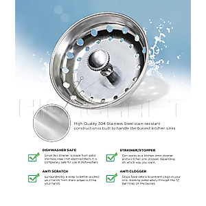 OXO Good Grips 2-in-1 Sink Strainer Stopper & Highcraft 97333 Kitchen Sink Basket Strainer Replacement for Standard Drains (3-1/2 Inch) Chrome Plated Stainless Steel Body With Rubber Stopper, Single