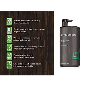 Every Man Jack Eucalyptus Mint Mens Body Wash for All Skin Types - Cleanse, Nourish, and Hydrate Skin with Naturally Derived Ingredients - Paraben Free, Phthalate Free, Dye Free - 33.8oz - 2pack
