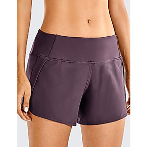 CRZ YOGA Womens Lightweight Gym Athletic Workout Shorts Liner 4" - Quick Dry Running Sport Spandex Shorts Mesh Zipper Pockets Arctic Plum X-Small