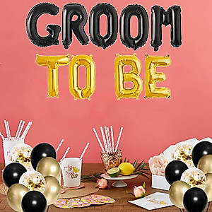 Groom To Be Balloons Gold and Black Bachelor Party Banner Men Bachelor/Team Groom/Bridegroom To Be Themed Decor for Bridegroom Shower Engagement Wedding Bachelorette Party Supplies Decorations