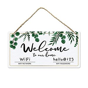 Fun-Plus WiFi Password Sign for Home, 12″x6″ PVC Plastic Wall Decoration Hanging Sign, High Precision Printing, Water and Humidity Proof, WiFi Sign, Guest Room Decor, Guest Room Essentials, WiF