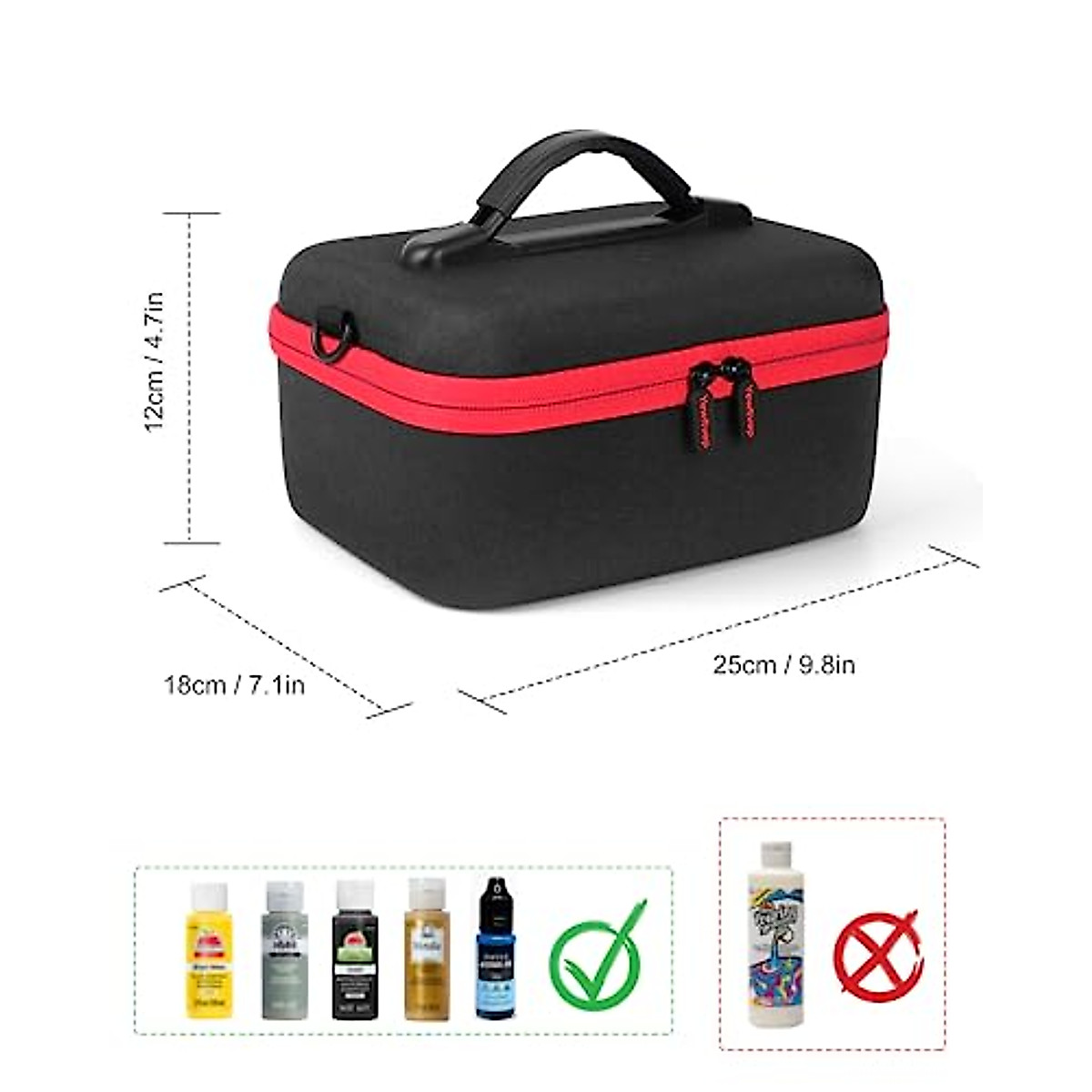 Acrylic Paint Storage case for Apple Barrel Acrylic Paint with 10pcs Paint Brush, Craft Paint Storage for 24 Bottles of 2 oz Acrylic Paint, Hard Shell Acrylic Paint Bottle Storage Organizer case