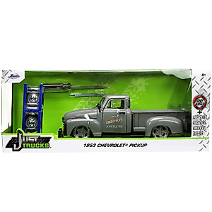 Jada Toys Just Trucks 1:24 1953 Chevy Pickup Die-cast Car Gray with Tire Rack, Toys for Kids and Adults