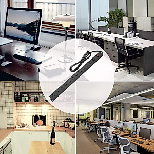 Metal Wall Mount Power Strip, Mountable Power Outlet with 12 AC Outlets, Aluminum Alloy Mount Power Socket with Switch, 6 FT SJT 3/C 14AWG Power Cord, 15A 125V 1875W (12AC) Black