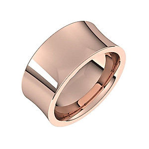 Bonyak Jewelry 10k Rose Gold 9mm Concave Comfort Fit Band Beautiful Design, Size 7.5