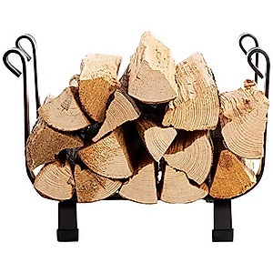DOEWORKS 17 Inches Small Decorative Indoor/Outdoor Firewood Log Rack Bin with Scrolls, Black