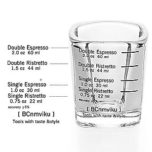 Espresso Shot Glasses Measuring cup Liquid Heavy Glass Wine Glass Shot Glass 26-Incremental Measurement 2 OZ 2 Features 60ML (Sturdy-2 pack)