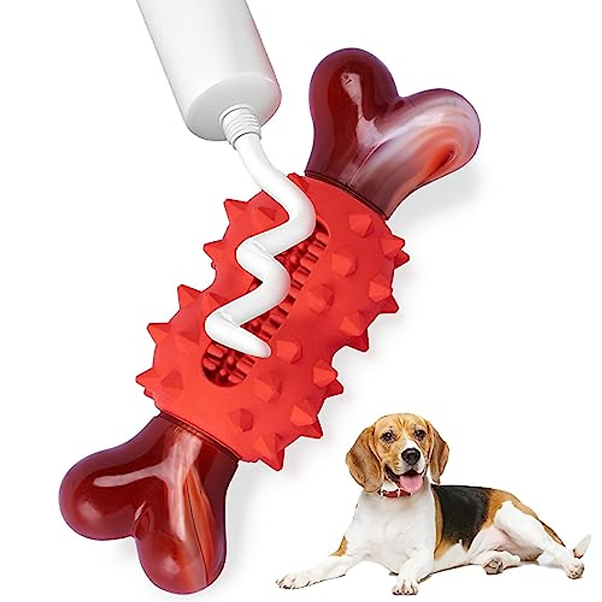 Pjeghbvop Bone Shaped Molar Stick for Large Dogs Dental Care Bite-Resistant Natural Rubber Toothbrush