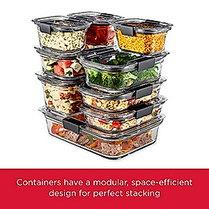 Rubbermaid Brilliance Glass Storage Set of 9 Food Containers with Lids (18 Pieces Total), Set, Assorted, Clear