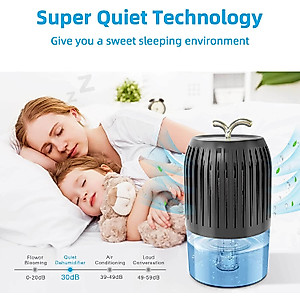 Donatello Small Dehumidifiers for Home, 35 OZ Ultra Quiet Dehumidifiers with 7 Color LED Light & Auto Shut Off, 280 sq.ft Mini Dehumidifiers for Bathroom Bedroom RV Closet Office Kitchen