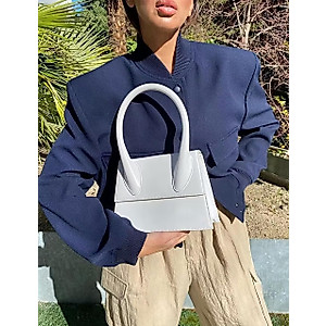 Megfie Womens Cropped Bomber Jacket Button Down Varsity Jackets Shackets With Pockets(0394-DarkBlue-M)