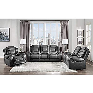 Lexicon Matteo Double Glider Reclining Loveseat, Two-Tone Gray