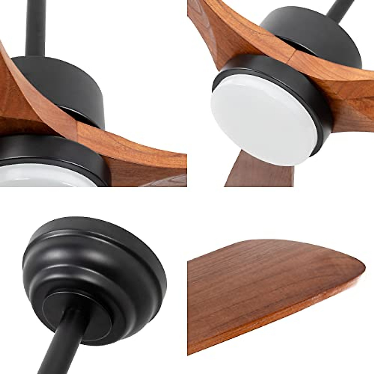 VACILL 52 inch Wood Ceiling Fans with Lights and Remote 120V,DC Motor,Indoor Outdoor Noiseless Reversible Ceiling Fan,6 Speed Levels,LED Dimmable,Color Mahogany