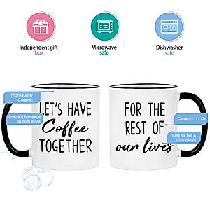 Maustic Let's Have Coffee Together for the Rest of Our Lives Coffee Mugs Set, Engagement Wedding Newlywed Gifts for Couples, His and Hers Mr and Mrs Gifts, Bridal Shower Gifts, 11 Oz