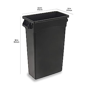 Amazon Basics Rectangular Commercial Slim Trash Can, 23 gallon (Pack of 2), Black (Previously AmazonCommercial brand)