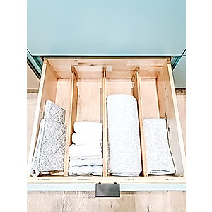 Lipper International 8897 Bamboo Wood Custom Fit Adjustable Deep Kitchen Drawer Dividers, Set of 2