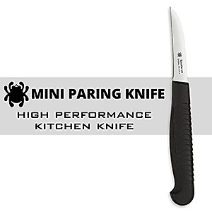 Spyderco Mini Paring Kitchen Knife with 2.25" Stainless Steel Blade with Durable Black Polypropylene Handle - PlainEdge - K09PBK