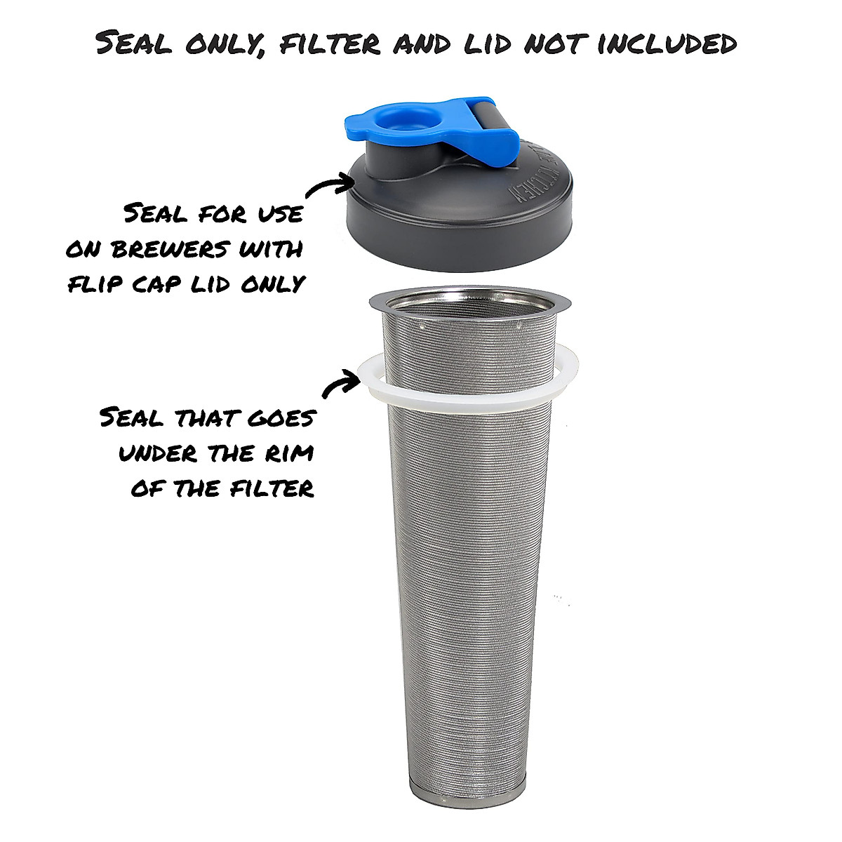 County Line Kitchen - Replacement Filter Seal for Cold Brew Coffee Maker with Flip Cap Lid - 3 Pack