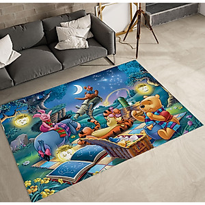 CZEGPUB Cute Cartoon Characters AreaRug Bear and His Friends Rug Cute Animal Friends Carpet for Kids Room Bedroom Room Living Room Decor Rugs Gifts for Kids 4'x 5.3'