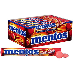 Mentos Candy, Mint Chewy Roll, Cinnamon, Non Melting, Party, 1.32 oz(Pack of 15)
