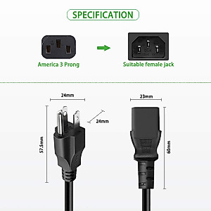 6FT Power Cord for Instant Pot DUO Mini,DUO Plus Mini,DUO60,DUO Plus60,DUO50,Smart 60 Bluetooth, Ultra 6 60 and Others Rice Cookers Electric Pressure Cookers Coffee pot, Microwaves, Soy Milk Makers