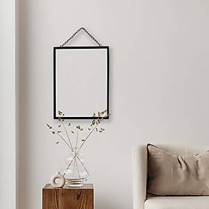 SANY DAYO HOME 12 x 16 inches Real Glass Black Rectangular Mirror with Chain, Metal Framed Small Wall Hanging Rectangle Bathroom Mirror for Home, Door, Nursery Modern Farmhouse Decor